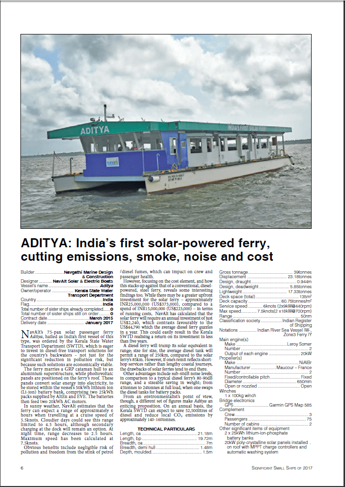 Story of ADITYA, India’s First Solar Ferry – Sandith Thandasherry