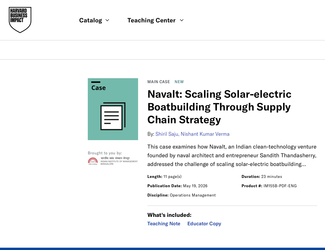 NAVALT Is Now a Harvard Business Case Study – Sandith Thandasherry